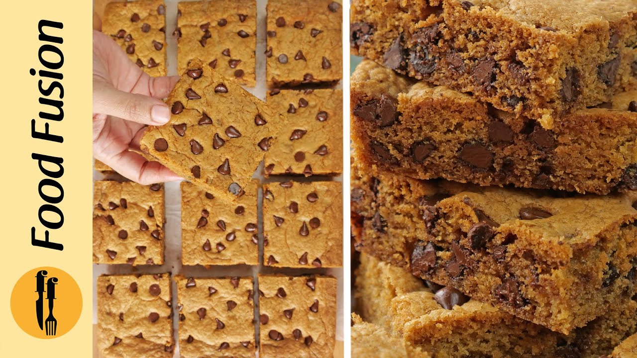 Chocolate Chip Cookie Bars Recipe By Food Fusion - YouTube