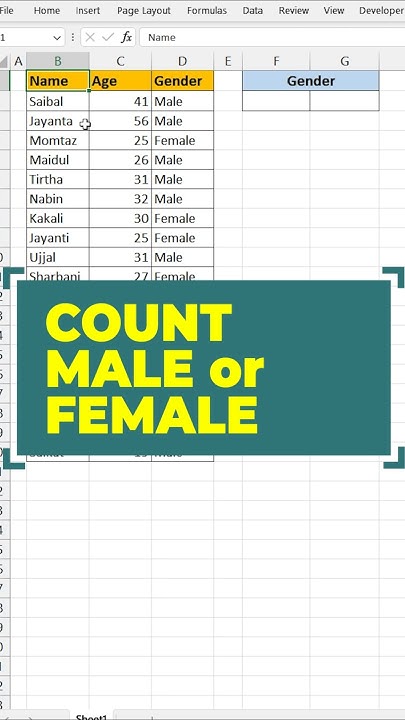 !! Count Male/Female Using COUNTIF Function In Excel🔥!! #excelshorts #exceltricks #msexcel # ...
