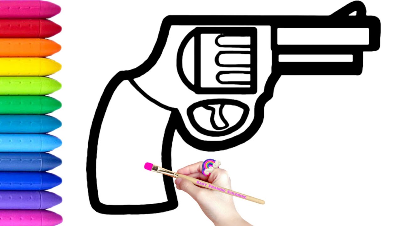 Gun Drawing,Painting and Coloring for Kids & Toddlers|How to Draw Gun ...
