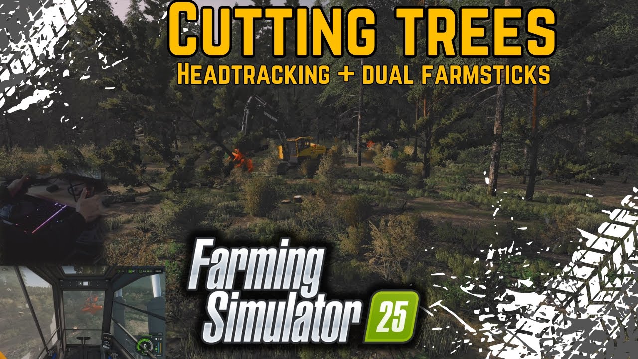FS25 - 🌲Cutting trees🌲! Headtracking + Dual Farnsticks! - YouTube