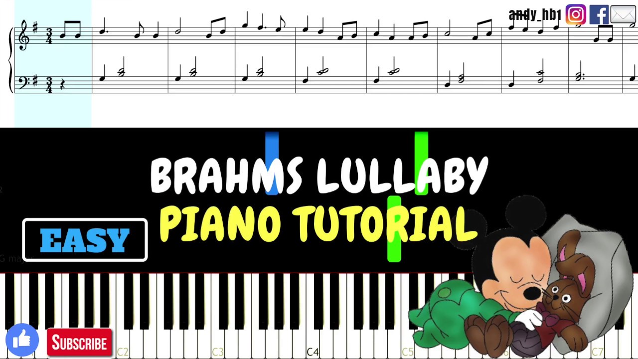 Brahms Lullaby / EASY CHILDRENS Piano Tutorial / Sheetmusic - YouTube