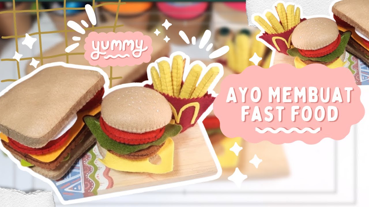 Flannel Felt Fast Food Set Easy Tutorial | Kreasi Kain Flenel Membuat ...