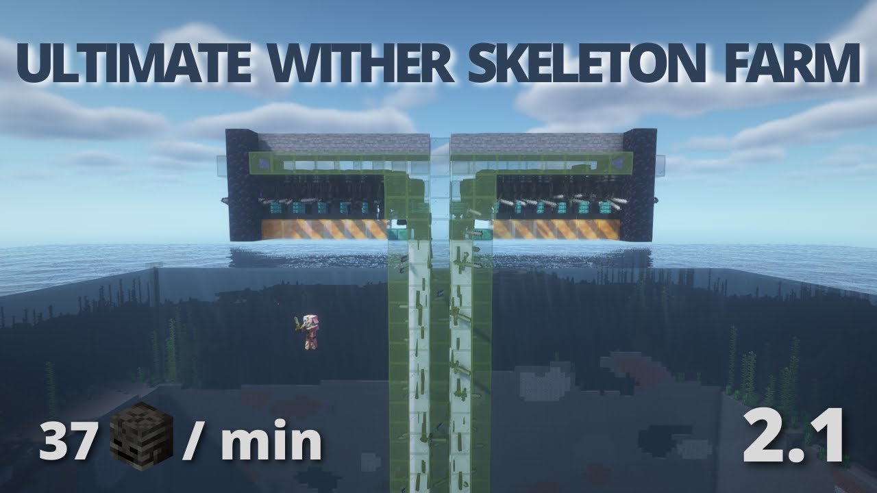 Minecraft Ultimate Wither Skeleton Farm 37 skulls/min (Dual dimension ...