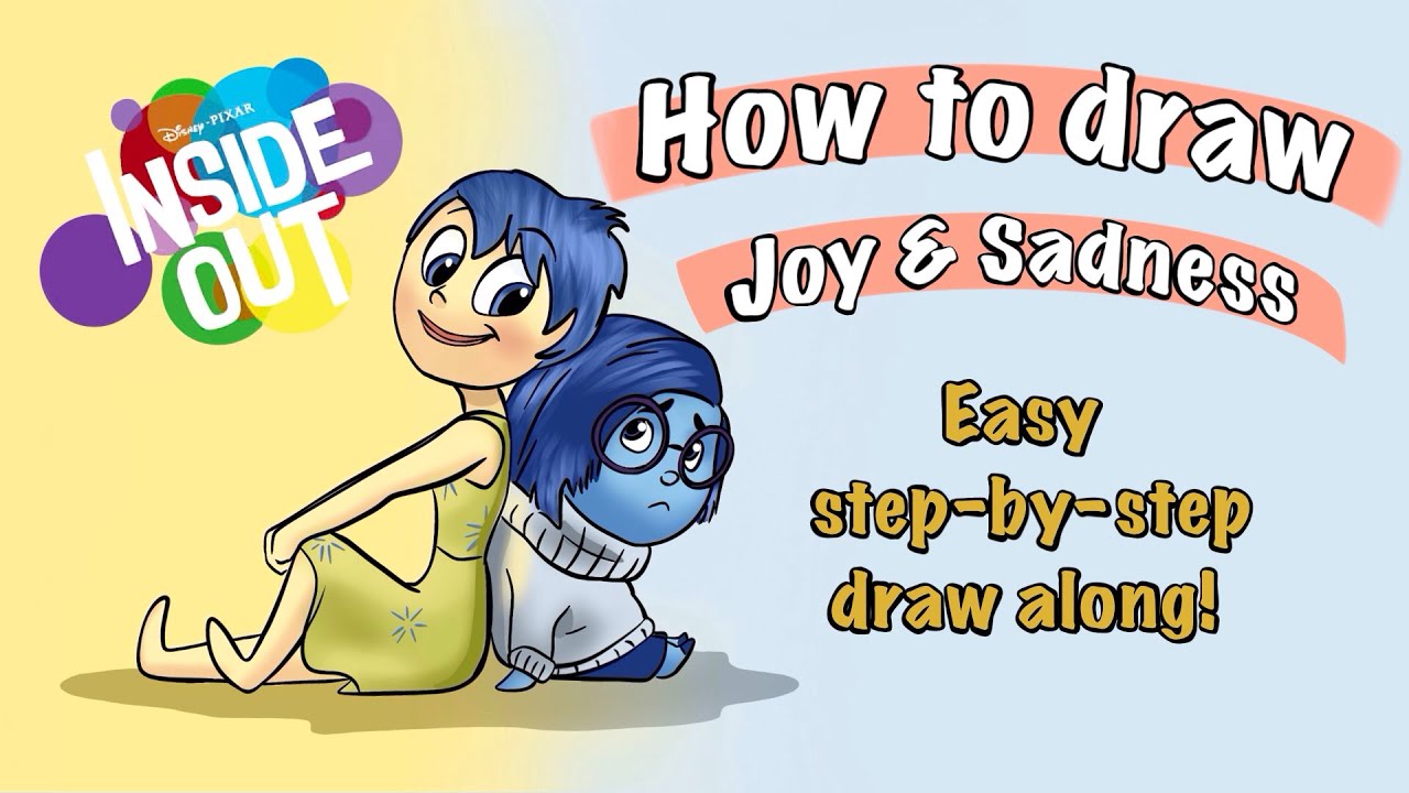 How to draw Joy & Sadness! Easy drawing for kids - YouTube