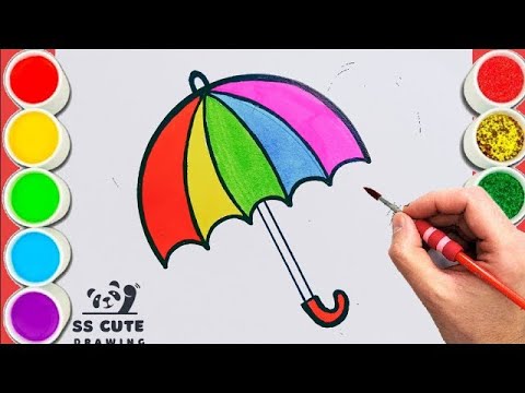 How to draw a beautiful and colourful umbrella # drawing and colouring ...