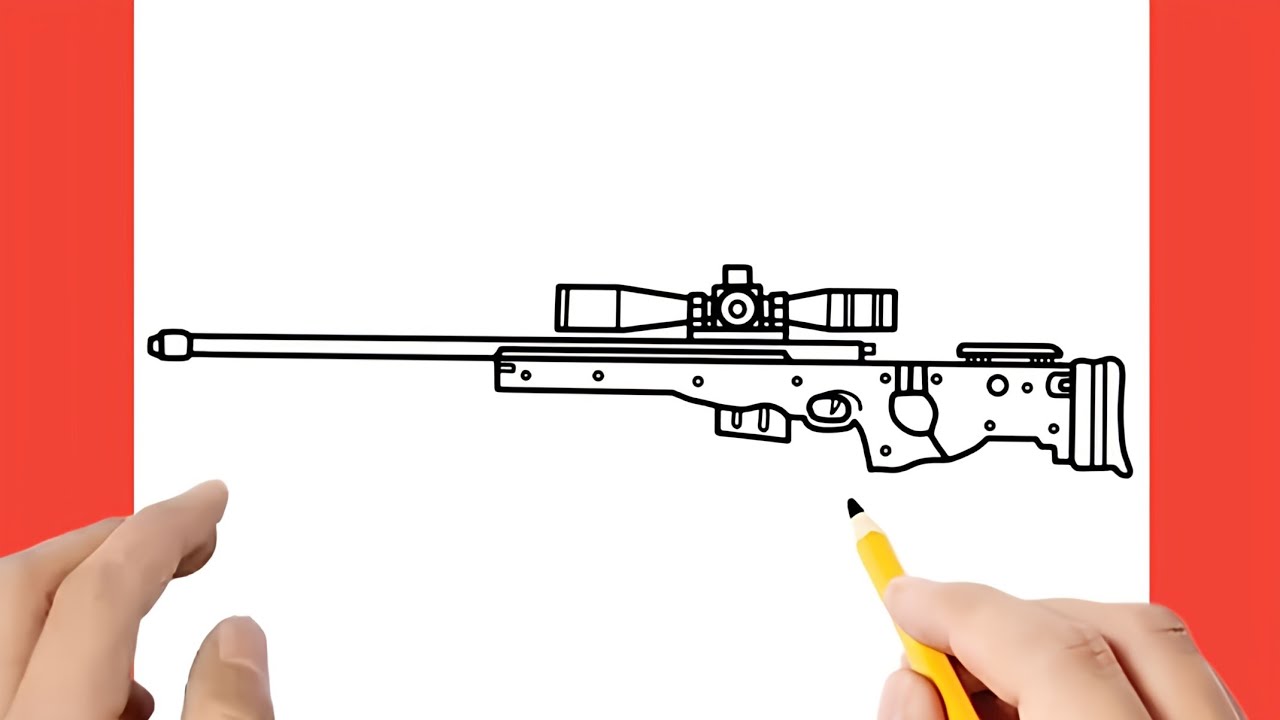 How to draw AWM sniper step by step - YouTube