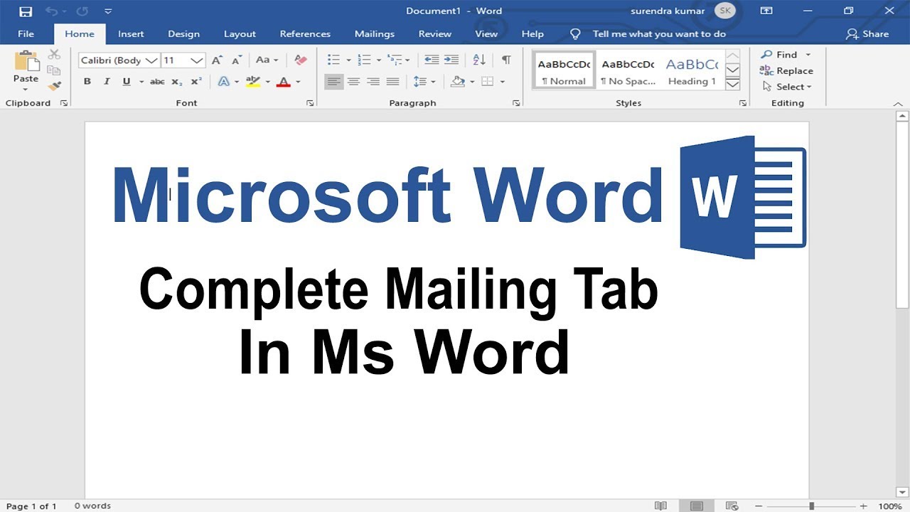 How to use Mailing Tab in ms word || Microsoft Word - YouTube