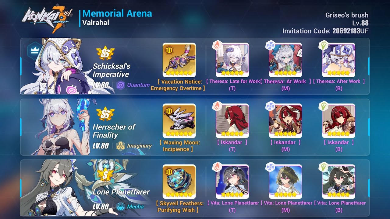 [HI3 SEA] Exalted MA : SSS Valrahal 47872 (39893) pts - SIM/HoFi/LP ...