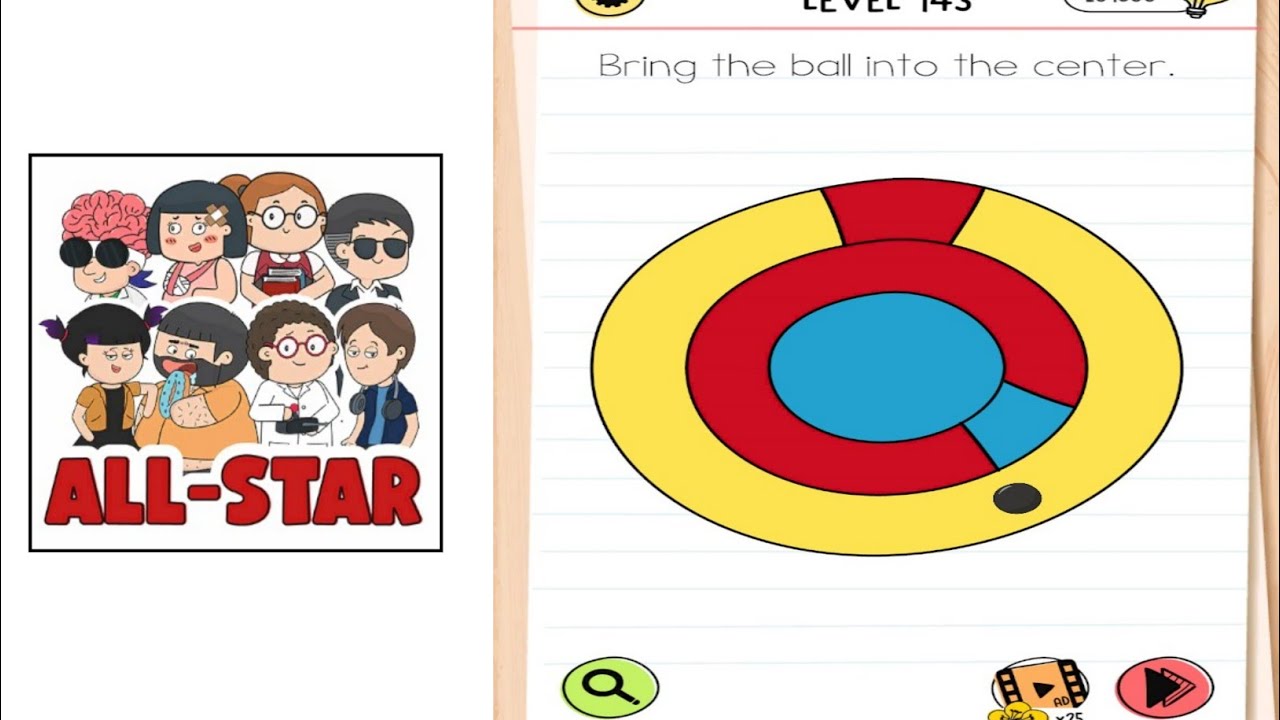 Brain test all star level 193 Walkthrough solution Bring the ball into ...