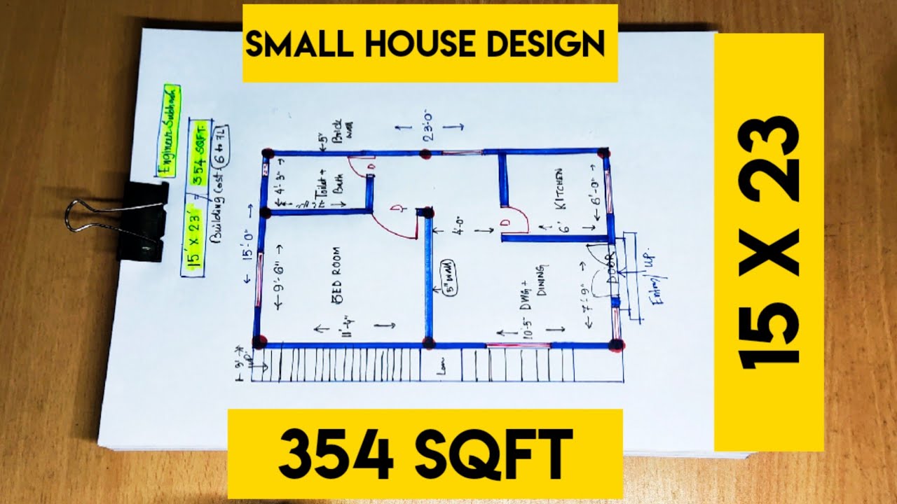 15 x 23 small house plan design II 15 x 23 ghar ka design II 354 sqft ...