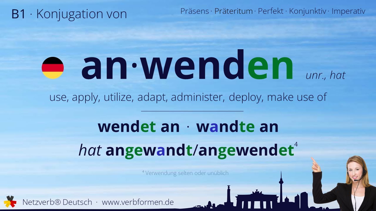 Konjugation Verb „anwenden“ (unr., hat) - alle Zeitformen, Lernvideo ...