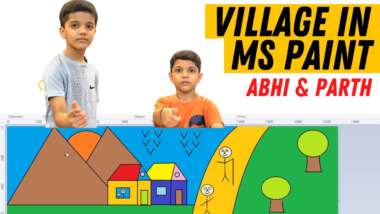 Village in MS paint | How to draw | MS paint - YouTube