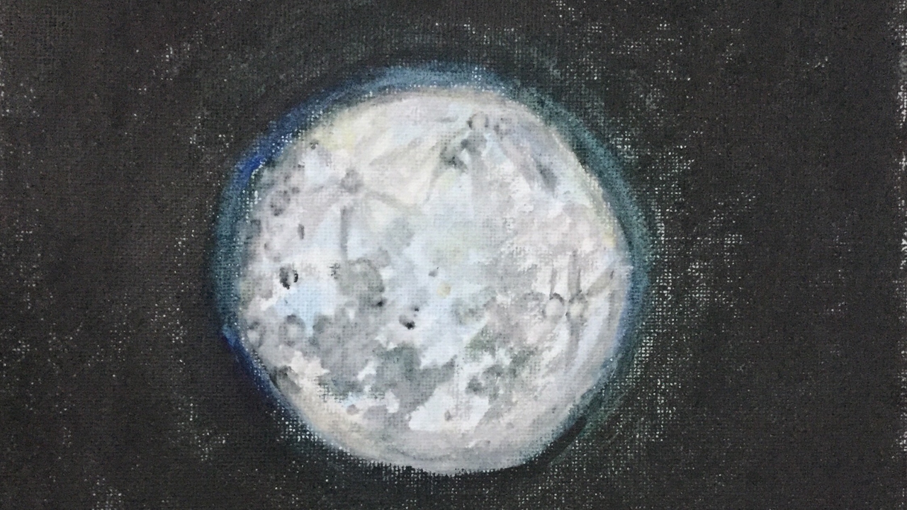 DESENHANDO e PINTURA EM TELA da LUA , panting moon canvas - YouTube