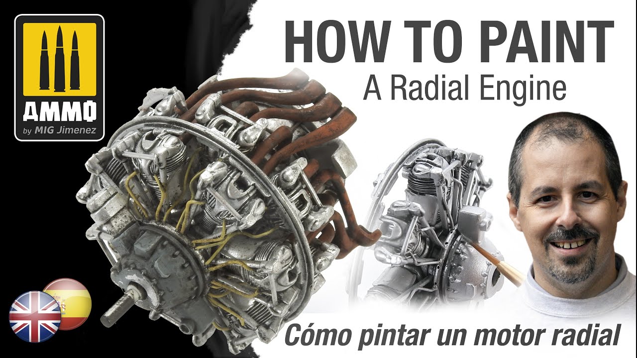 How to paint a radial engine / Cómo pintar un motor radial - YouTube