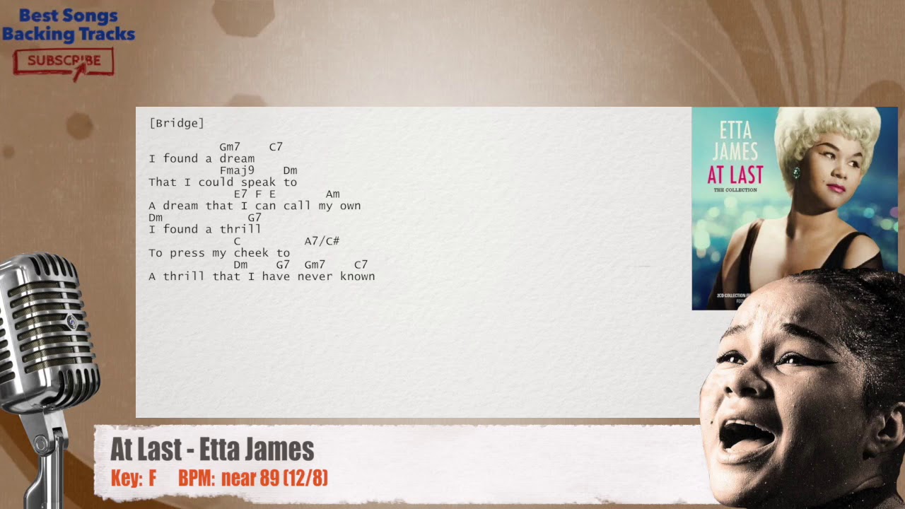 🎙 At Last - Etta James Vocal Backing Track with chords and lyrics - YouTube