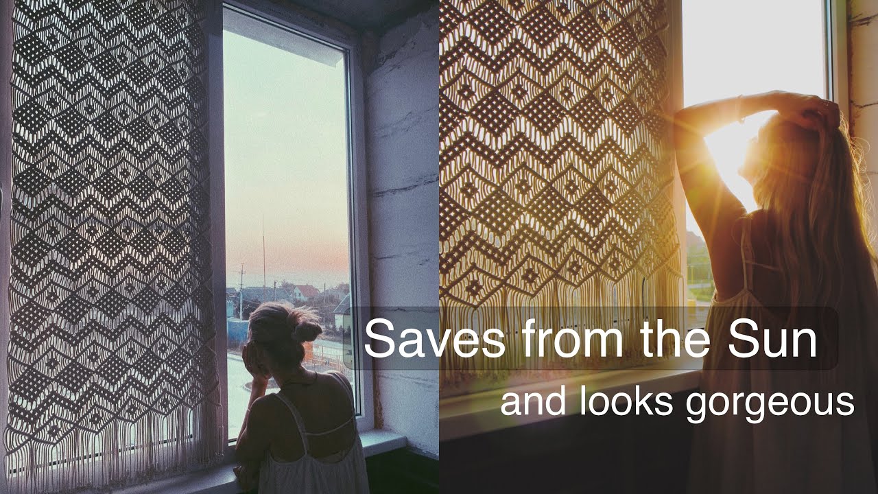 I made Macrame Window Curtain. DIY Tutorial Macrame Boho Decor - YouTube