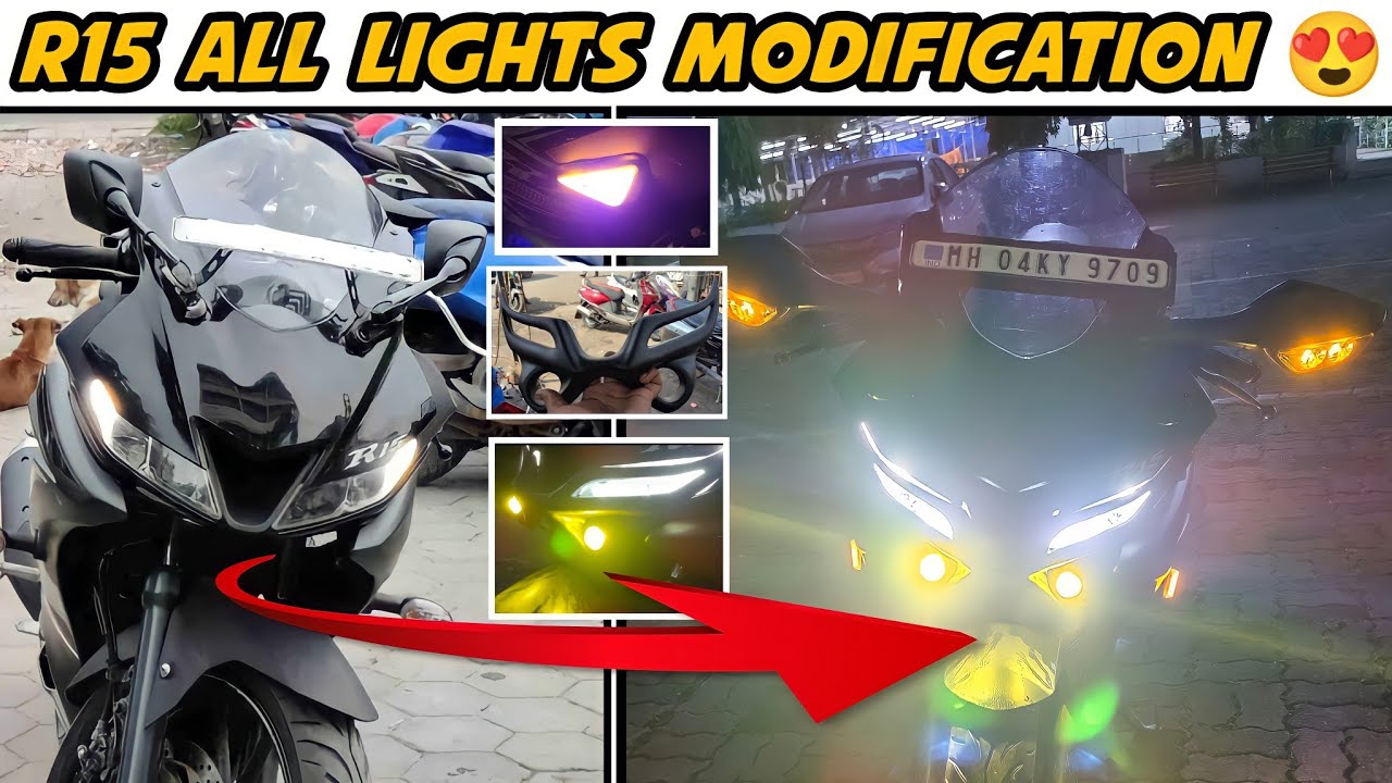 Yamaha R15 V3 All Lights Modification 😍 || Yamaha R15 Modification ...