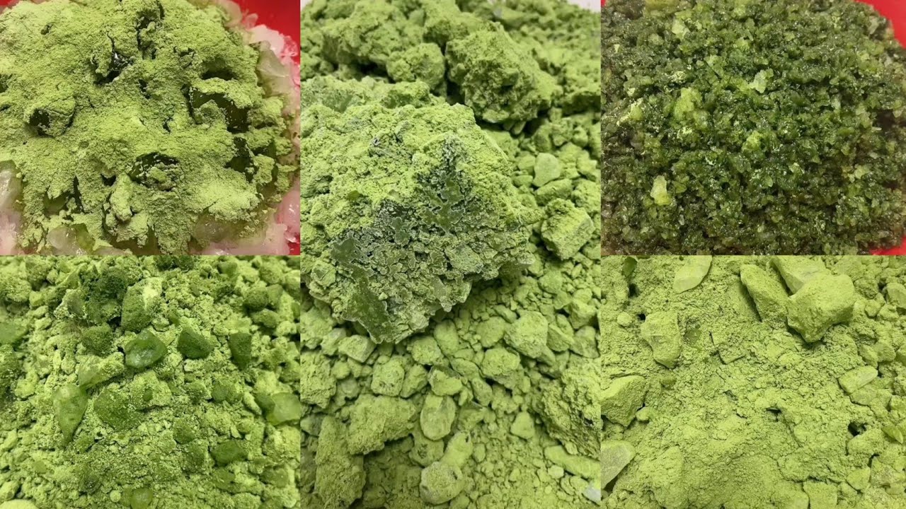 crushed ice coated full dry matcha powder and moist matcha ASMR - YouTube