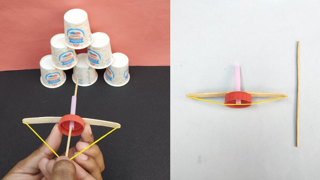 How to make a powerful bow from popsicle stick | Popsicle stick toy ...
