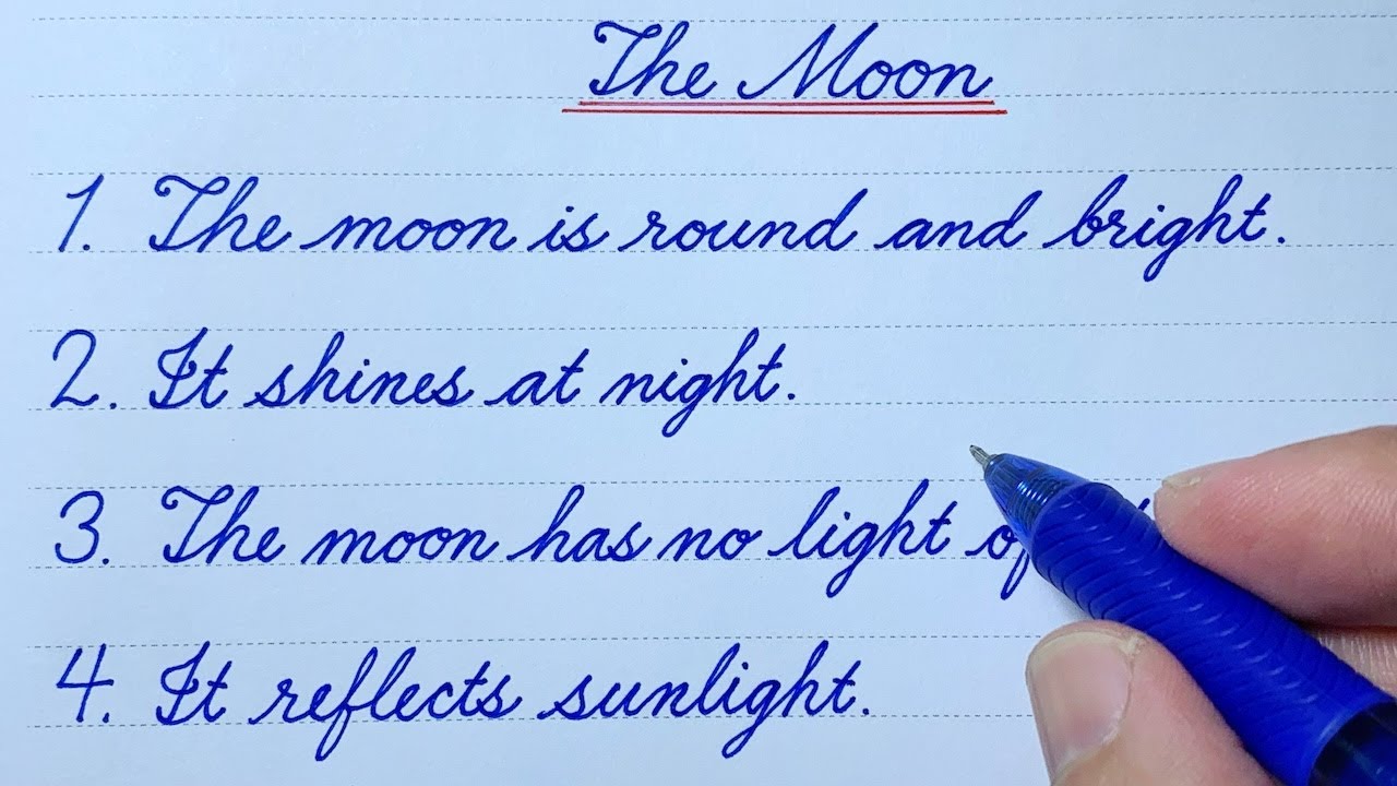 Cursive Writing Practice | 10 Lines on The Moon | Cursive Handwriting ...