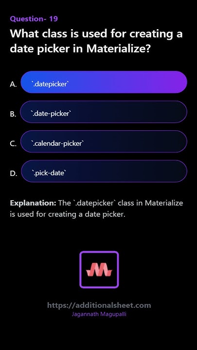 What Class Is Used For Creating A Date Picker In Materialize Materialize Youtube