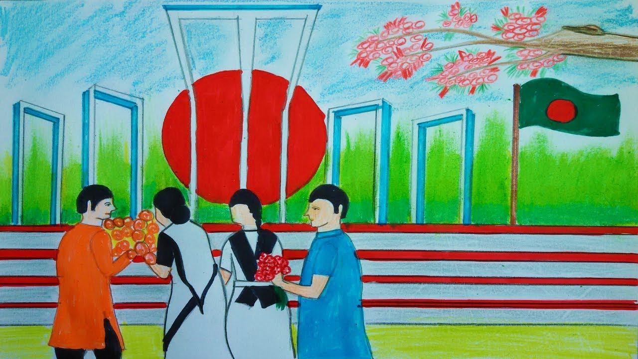 How to Draw Scenery of 21st February | Toma's Drawing - YouTube