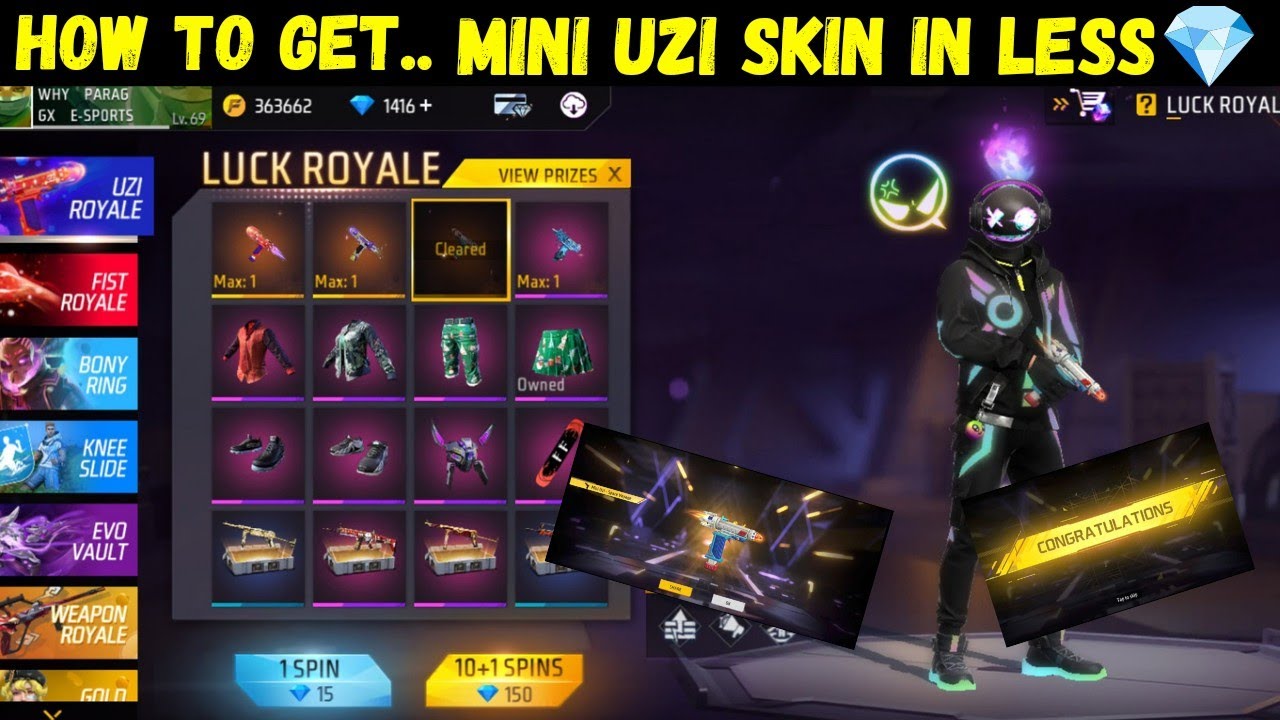 UZI ROYALE EVENT FREE FIRE | UZI ROYALE EVENT SPIN | FF NEW EVENT TODAY ...