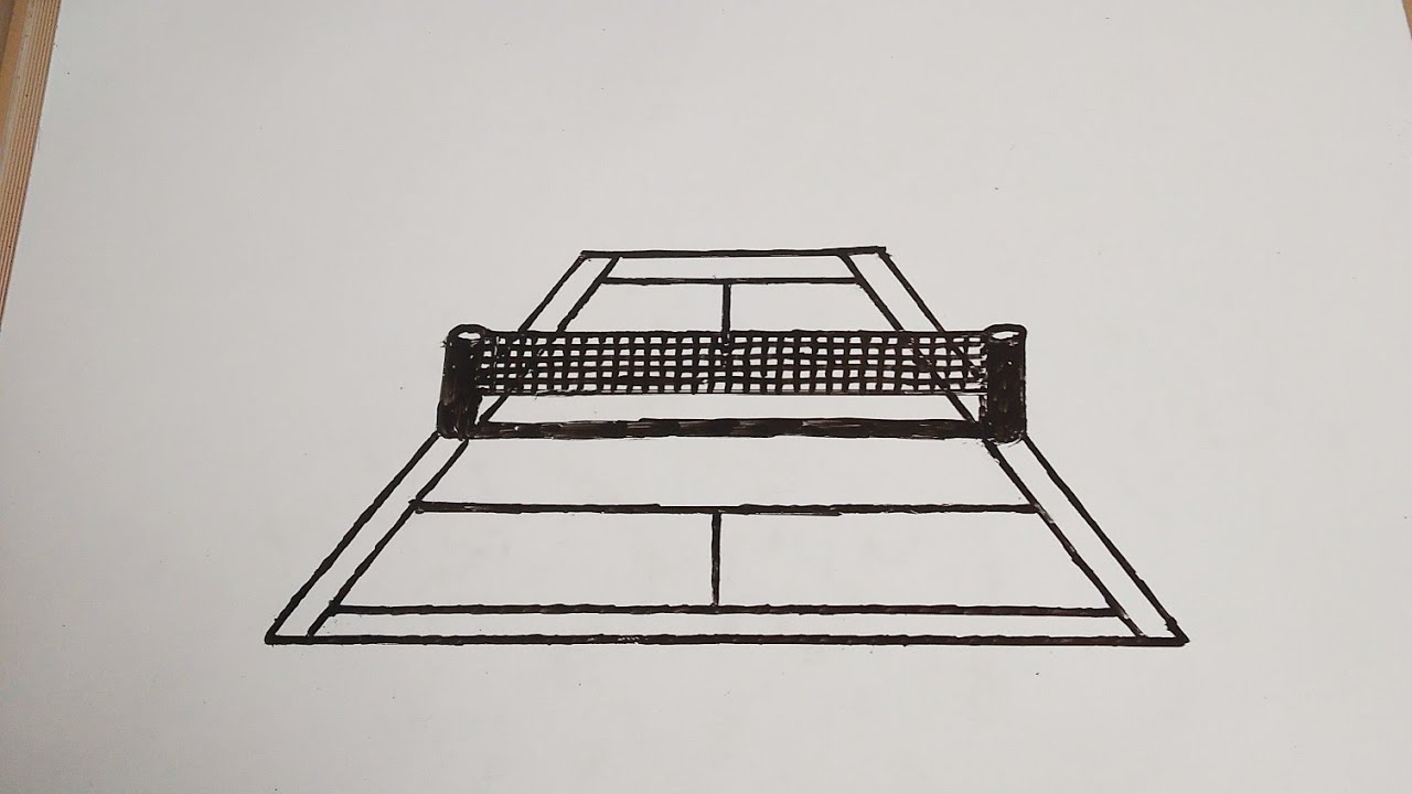 Draw a 3d badminton🏸 Court with front view - YouTube