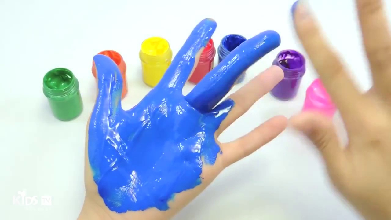 Learning Colors for Children Hand Painting Finger Family Colors Nursery ...