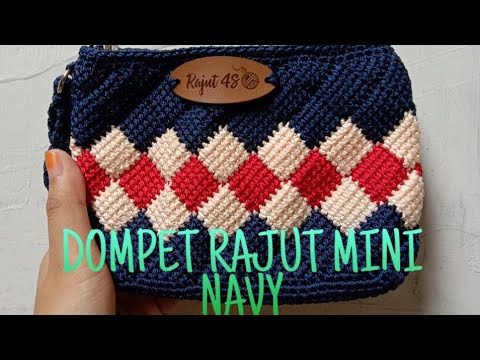 DOMPET RAJUT MINI - NAVY - YouTube
