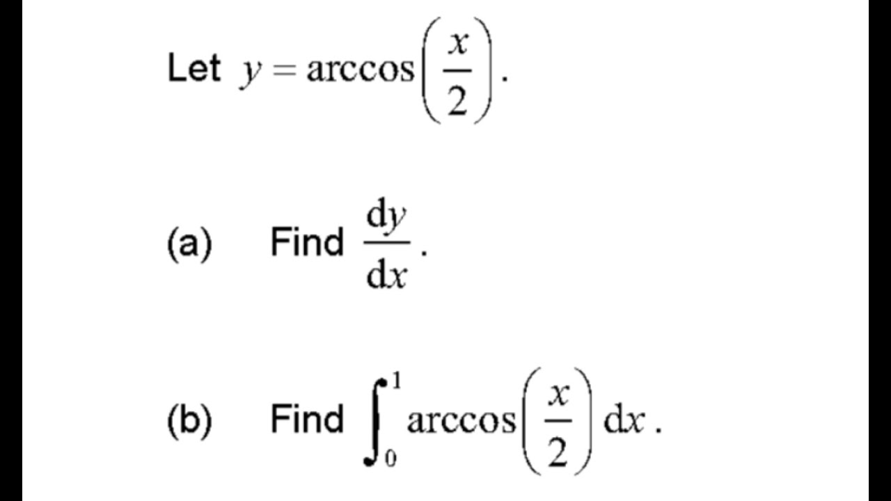 IB HL Math AA | Integration past exam question 41 - YouTube