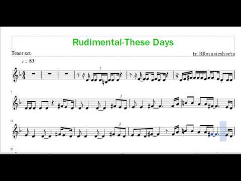 Rudimental These Days Tenor sax sheet - YouTube