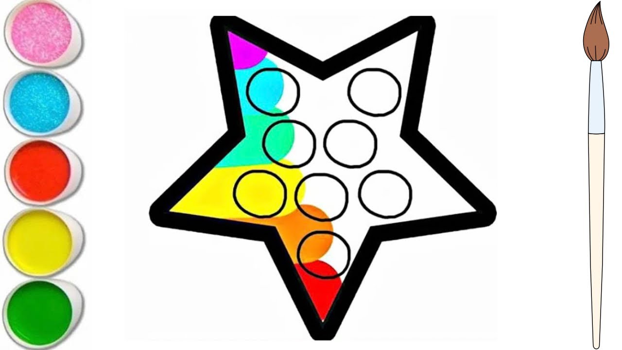 How to Draw Pop it Star 🌟 || coloring drawing painting for kids and ...