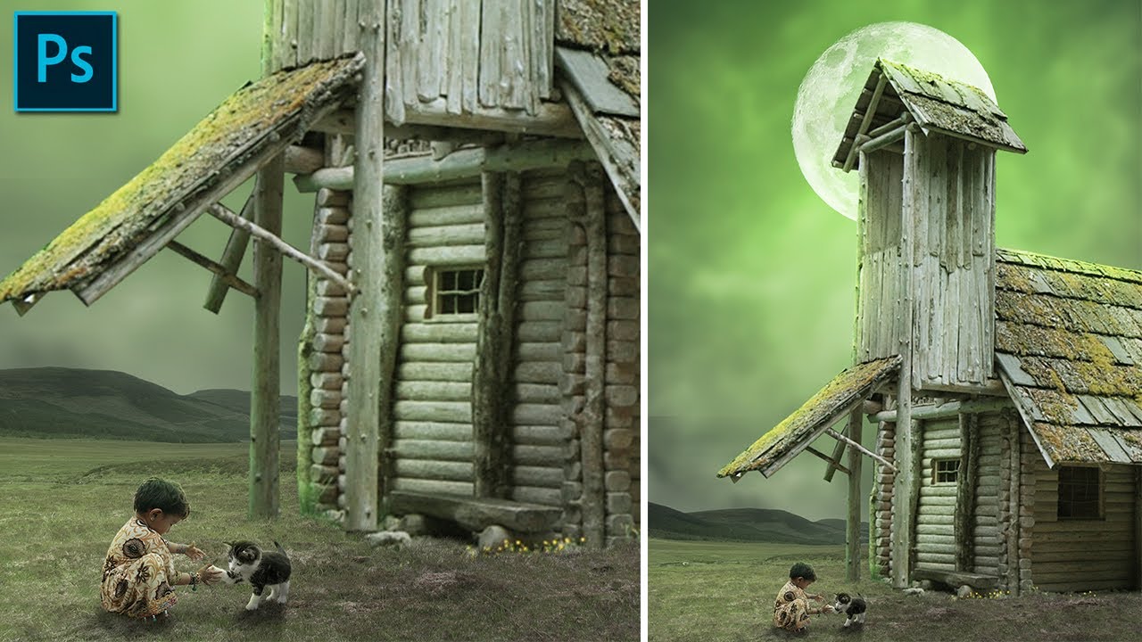 Photoshop Photo Manipulation Tutorial - Child & Cat Friendship - YouTube