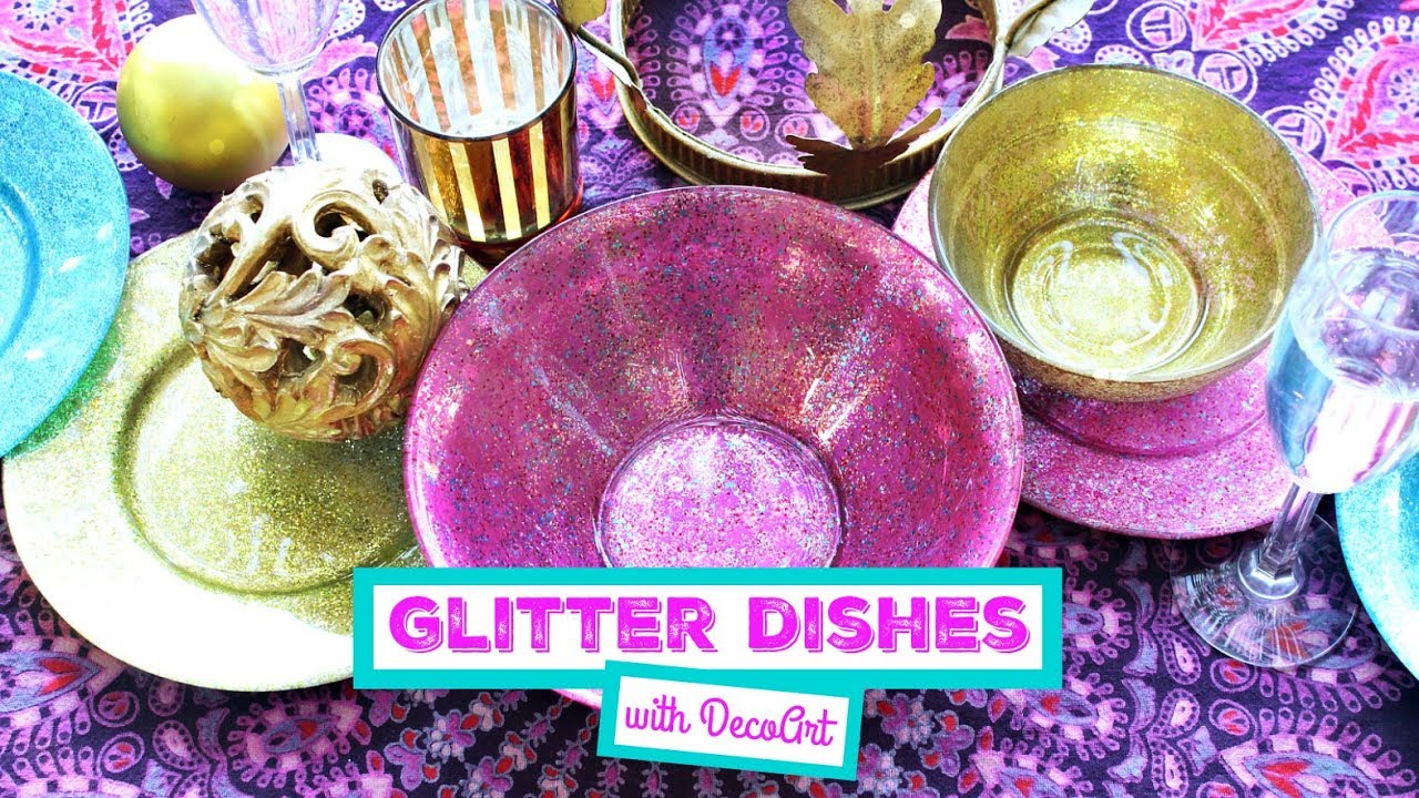 How to: Glittery Holiday Dishes | DecoArt® - YouTube