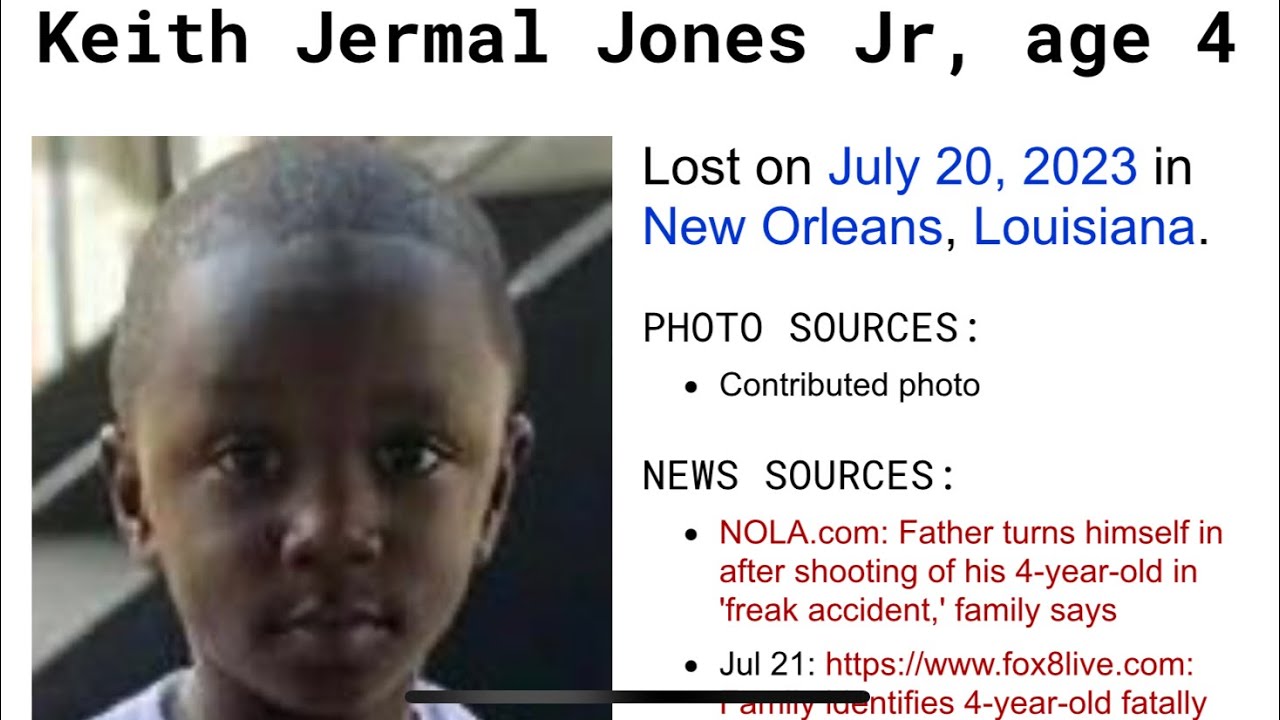 KEITH JERMAL JONES Jr AGE 4 JUL 20, 2023 NEW ORLEANS, LA HIS FATHER ...