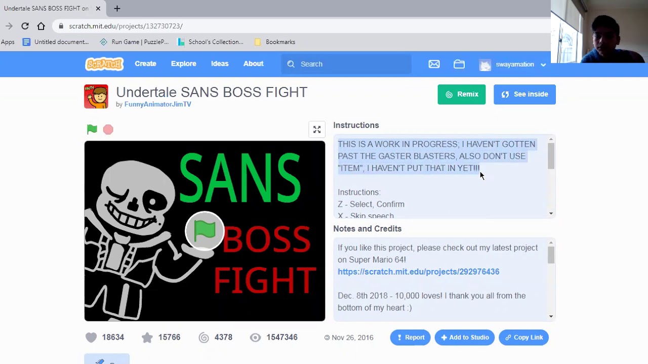 playing undertale scratch games - YouTube