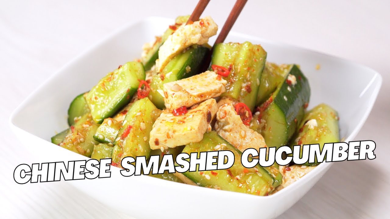 Chinese SMASHED CUCUMBER in 20 MIN || Smashed Cucumber Salad With TOFU ...