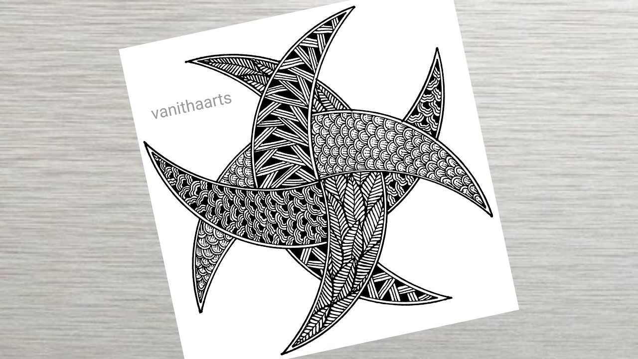 How to draw a Zentangle Art using Geometric Design Step-by-Step ...