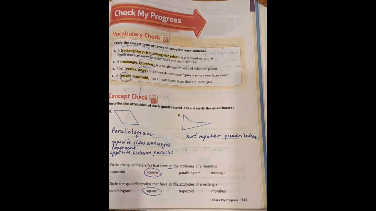 My Math Grade 5, Chapter 12 Check my Progress Page 947 Solutions - YouTube