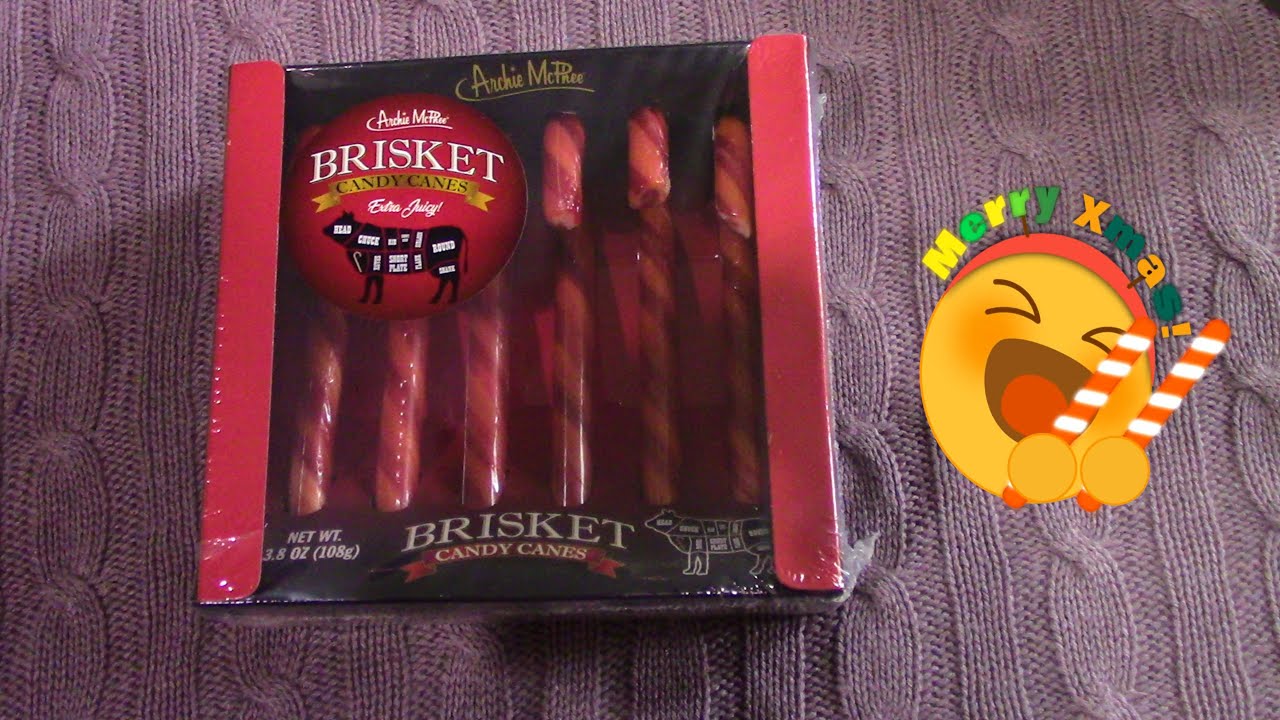 Trying Brisket Candy Canes By Archie Mcphee ⛄ - YouTube