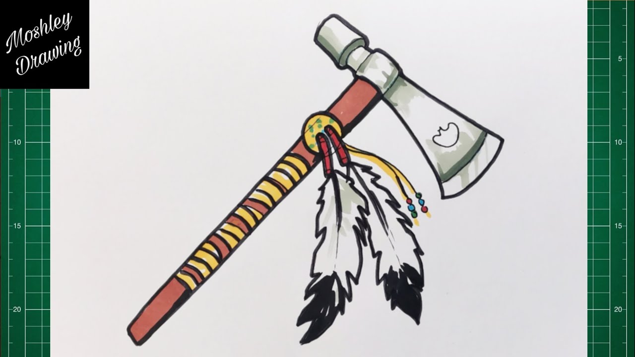 How to Draw a Native American Tomahawk - YouTube