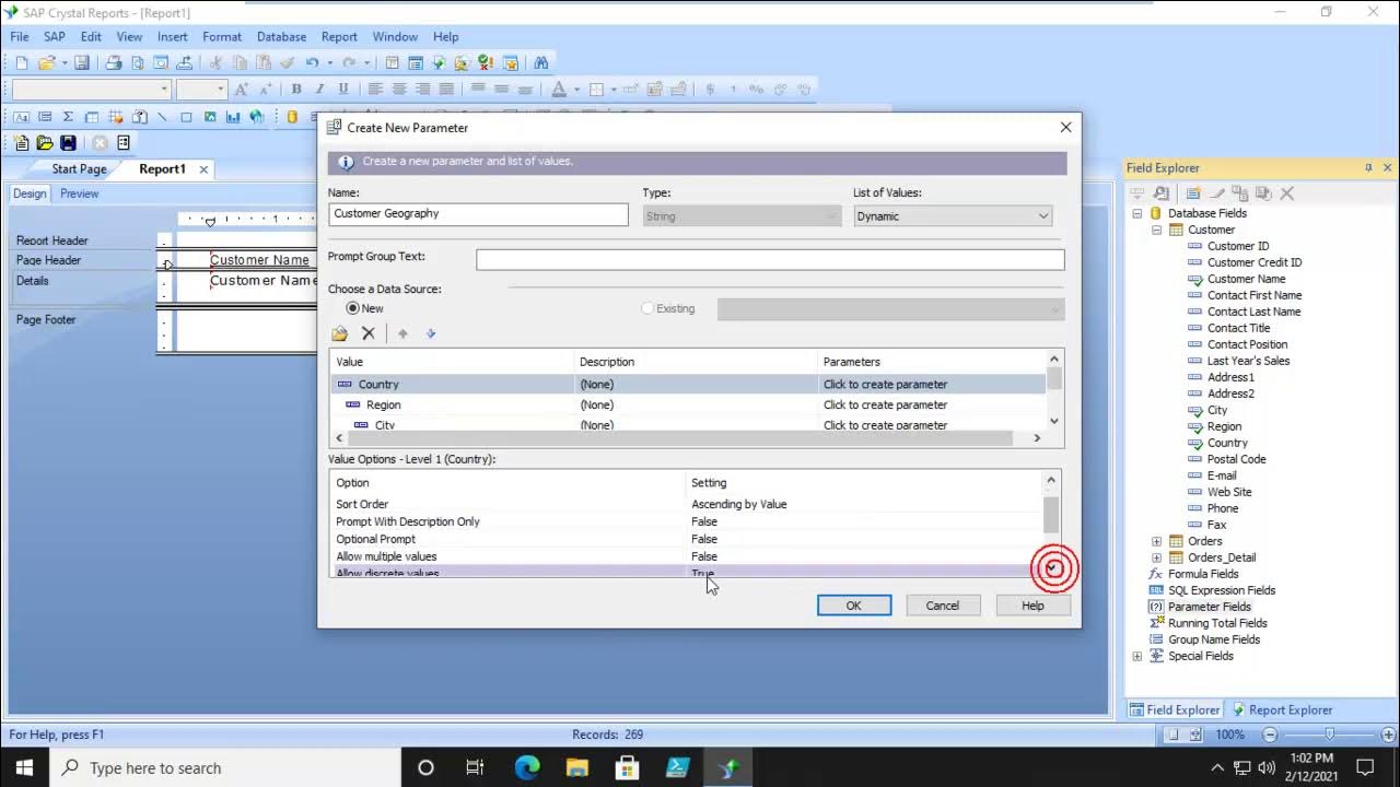 Using Crystal Reports 2020 - Creating a Crystal Report Prompt - YouTube