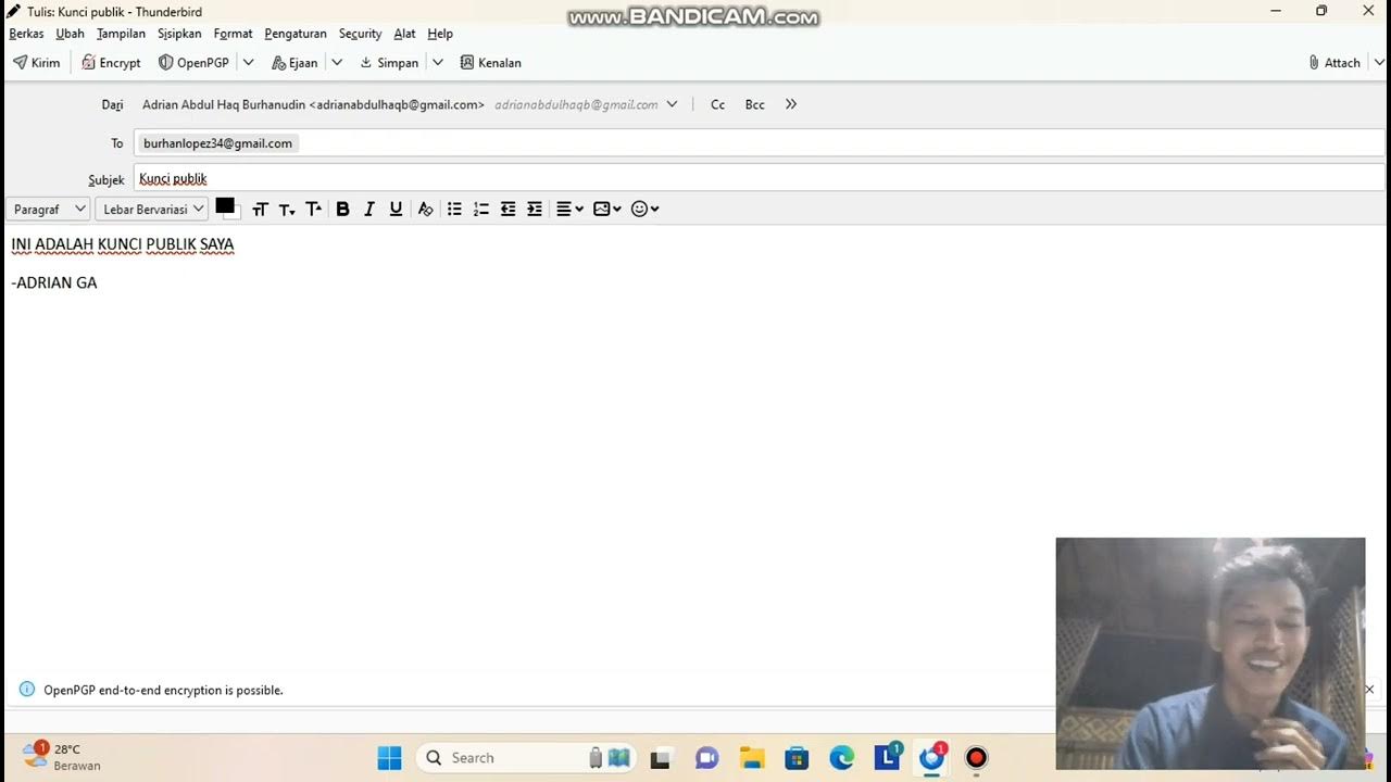 Tutorial Penggunaan OpenPGP pada Mozilla Thunderbird (Tugas UAS matkul Kriptografi) - YouTube