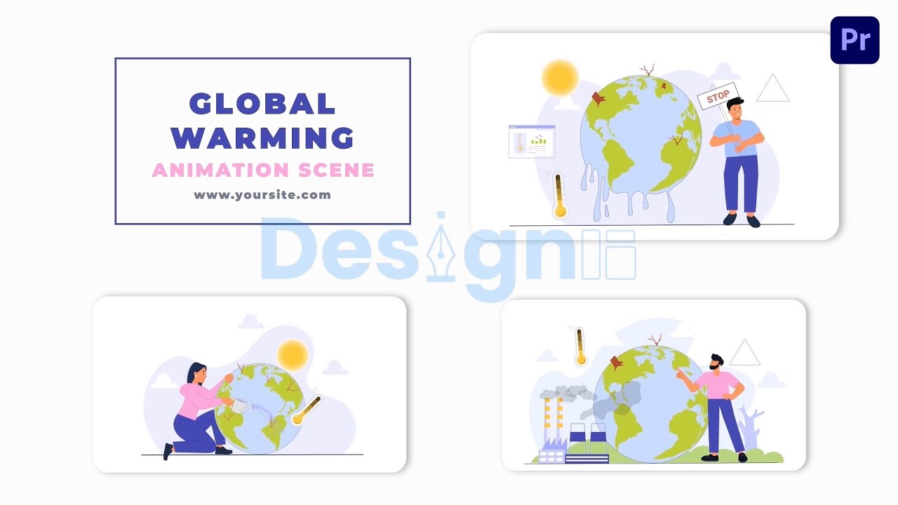 Climate Change Global Warming Vector Animation Scene Premier Pro ...