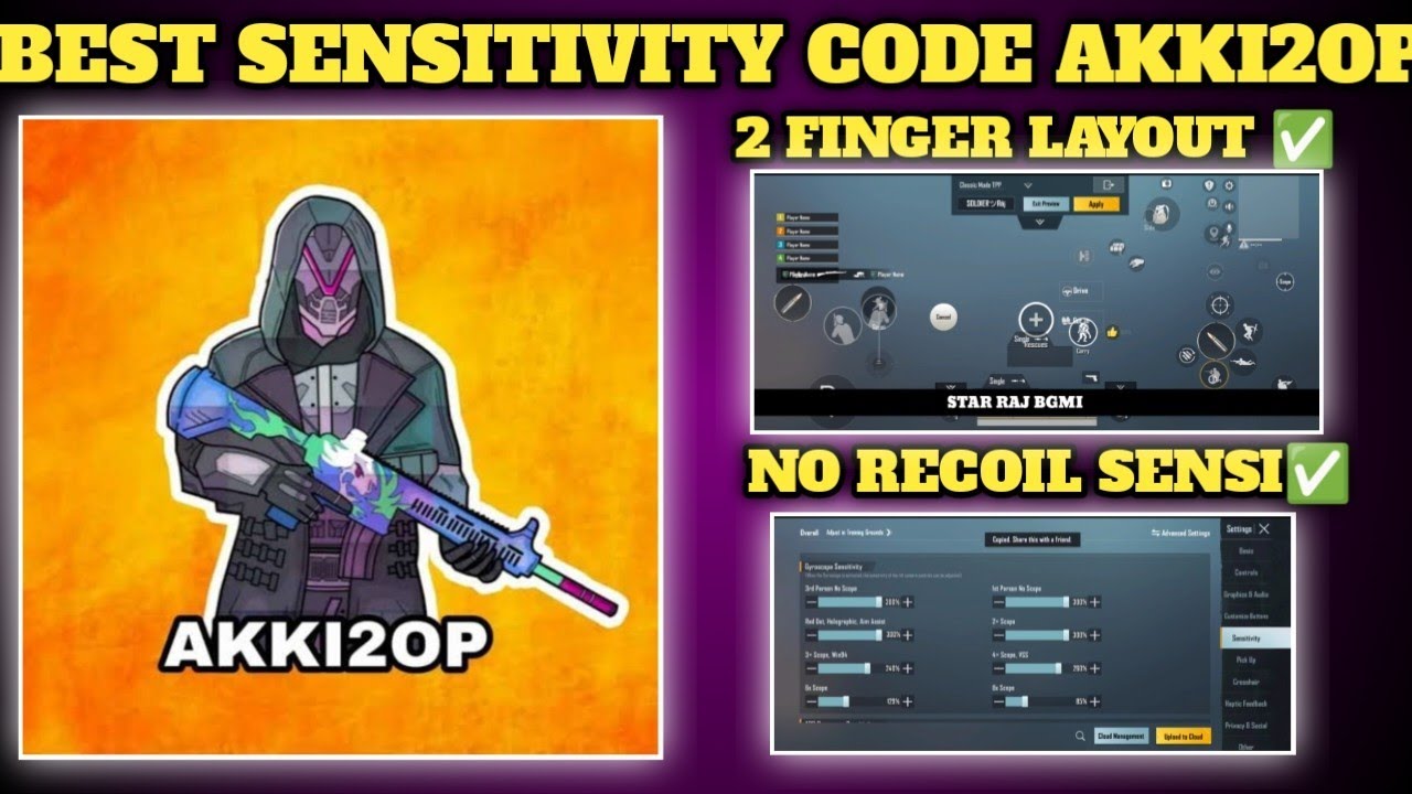 (2023) AKKI2OP SENSITIVITY CODE// AKKI2OP CONTROL CODE BGMI 2 FINGER ...