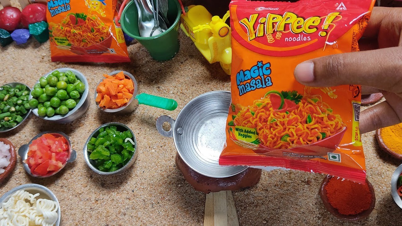 Miniature Yippee maggie noodles recipe 🍜| Mini kitchen 🔥| Yippee masala ...