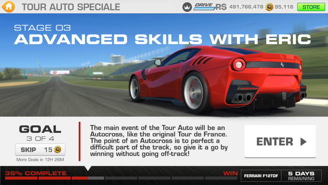 Real Racing 3 Tour Auto Speciale Ferrari F12 TDF Stage 3 - YouTube