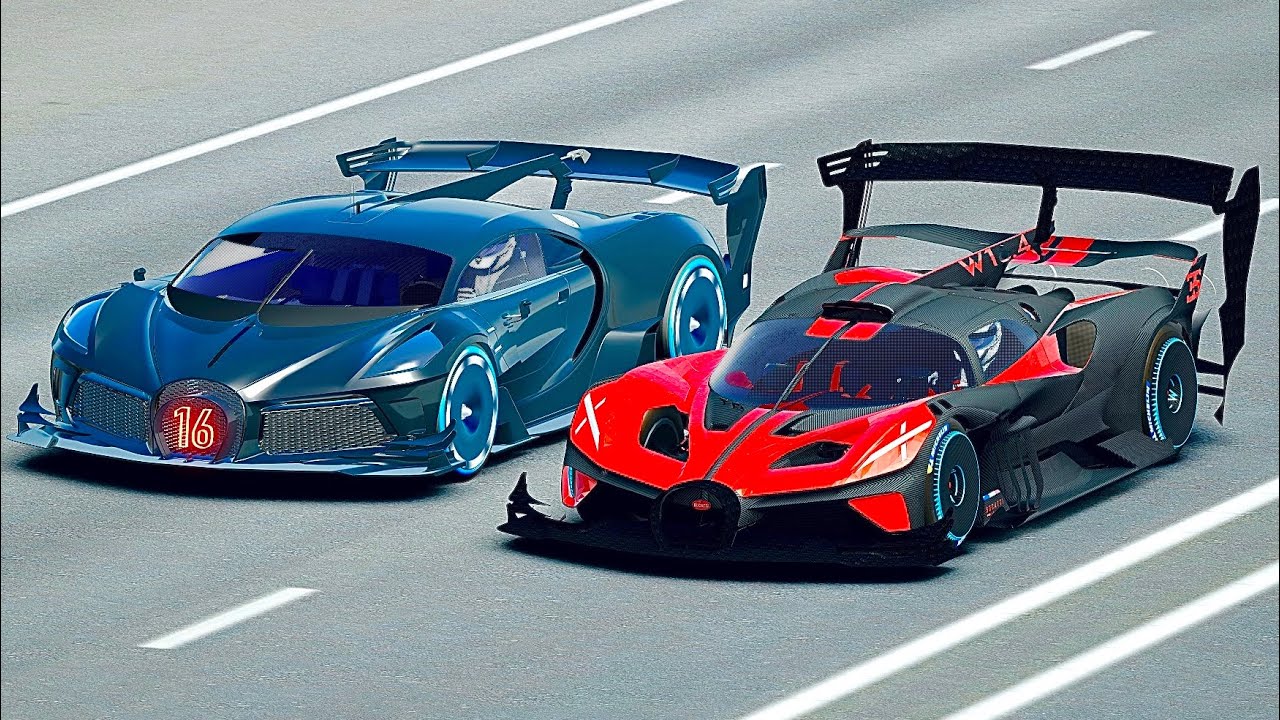 Bugatti Bolide GTR Concept vs Bugatti Black Devil Concept Drag Race at ...