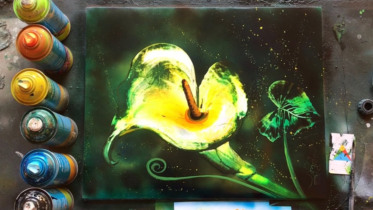 Calla lily SPRAY PAINT ART - YouTube